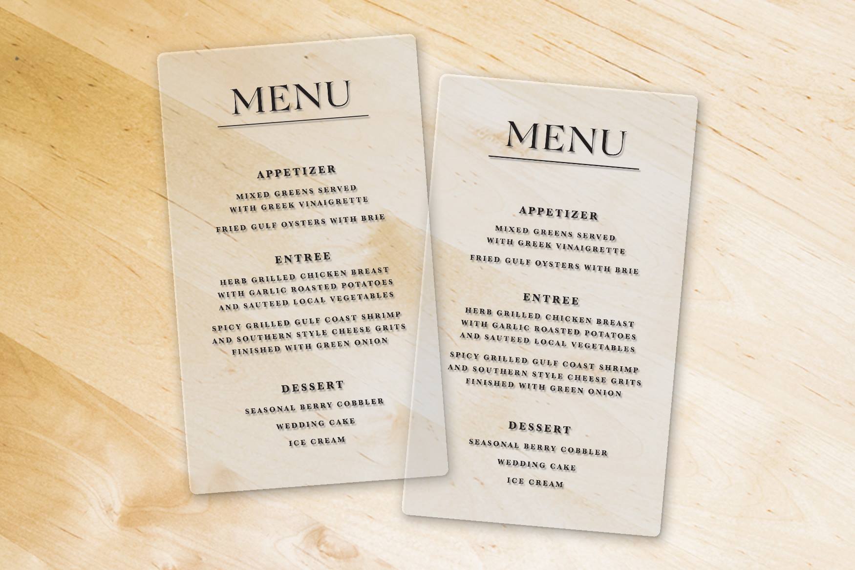 Menu Printing & Design | Plastic Printers